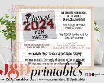 2024 Graduation Fun Facts V2 High School Graduation Party Decoration ...