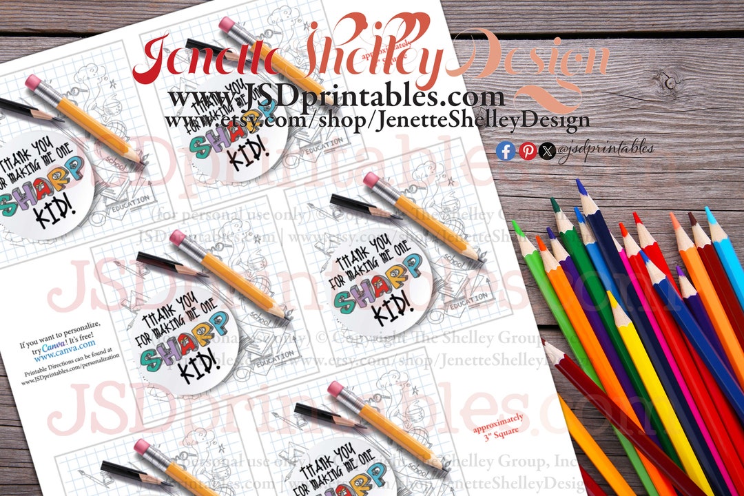 One Sharp Kid Gift Tag for Teacher Tag, Thank You Teacher, Art Teacher ...