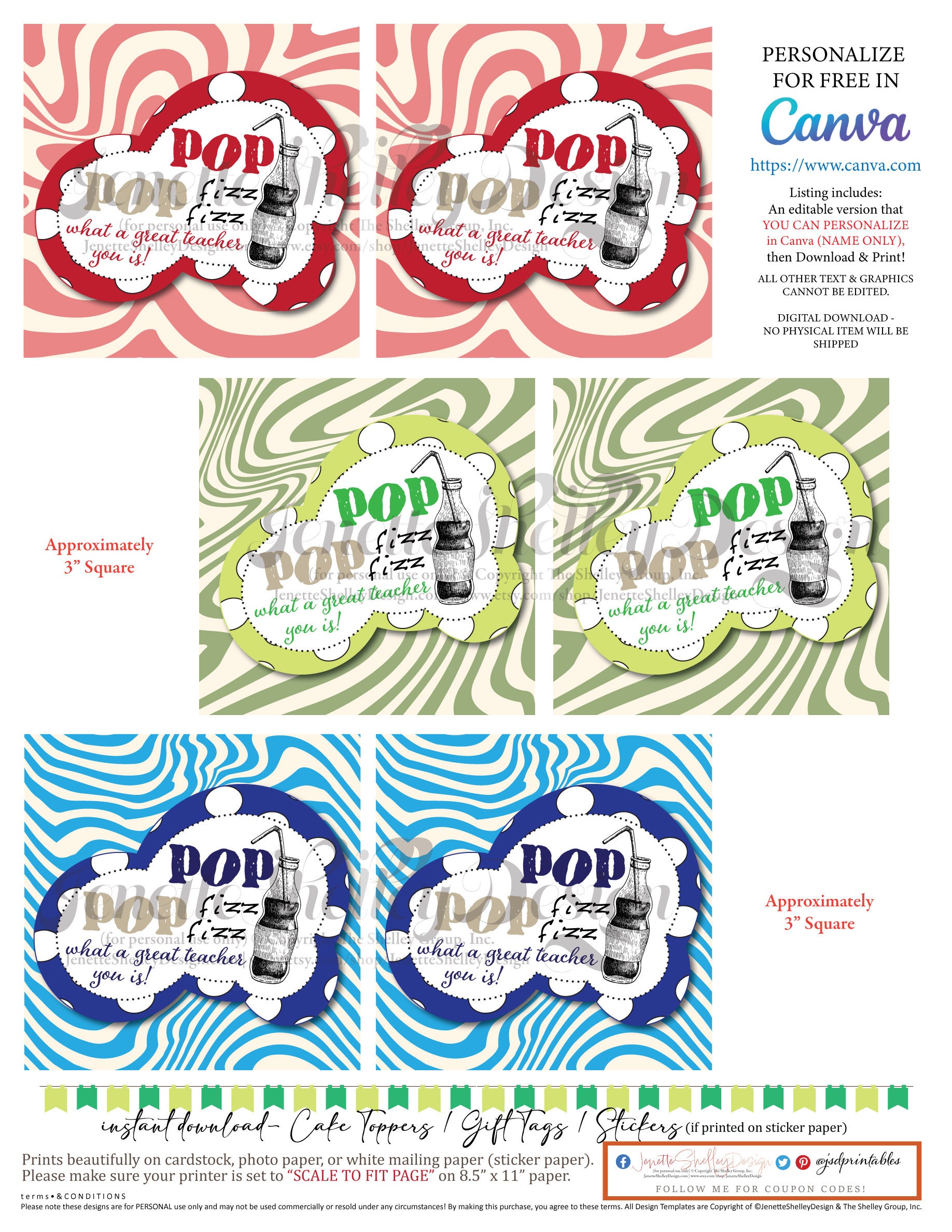 Soda Gift Tags for Soda Pop Gift Tags Soda Theme Gift Tags - Etsy