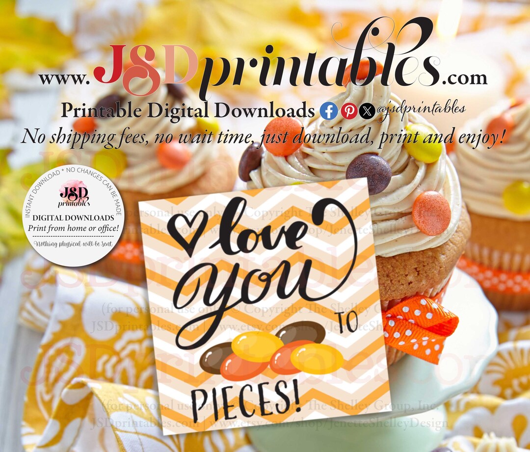 Love You to Pieces Gift Tags for Candy Tags for Gift Valentine Tag for ...