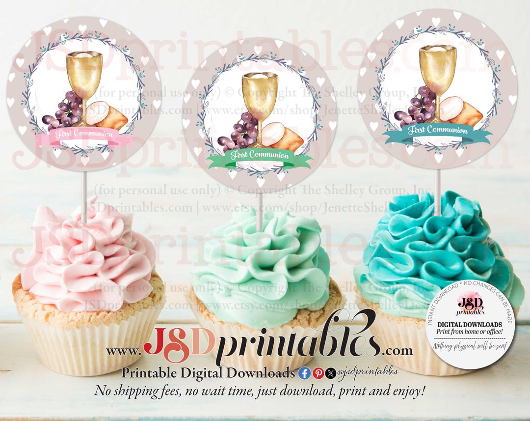 First Communion Cake Toppers for Communion Gift Tags for Holy Communion ...