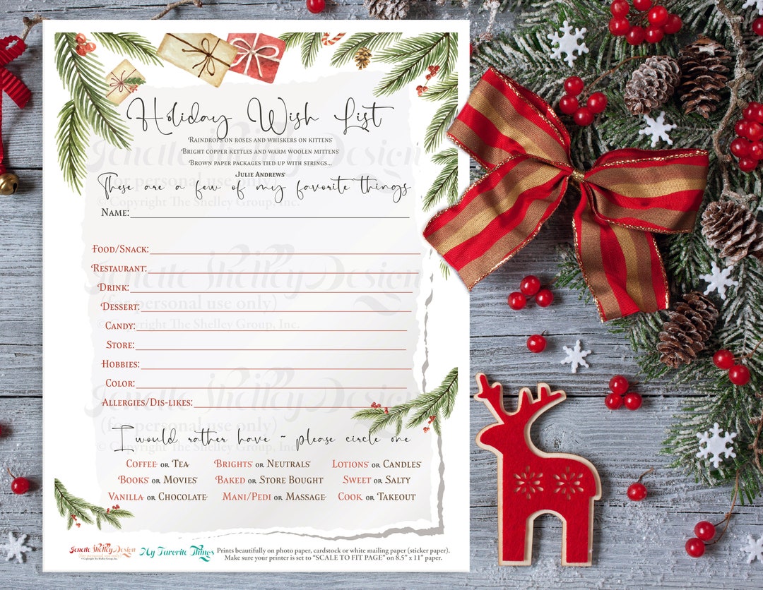 My Favorite Things secret Santa Holiday Wish List Office - Etsy