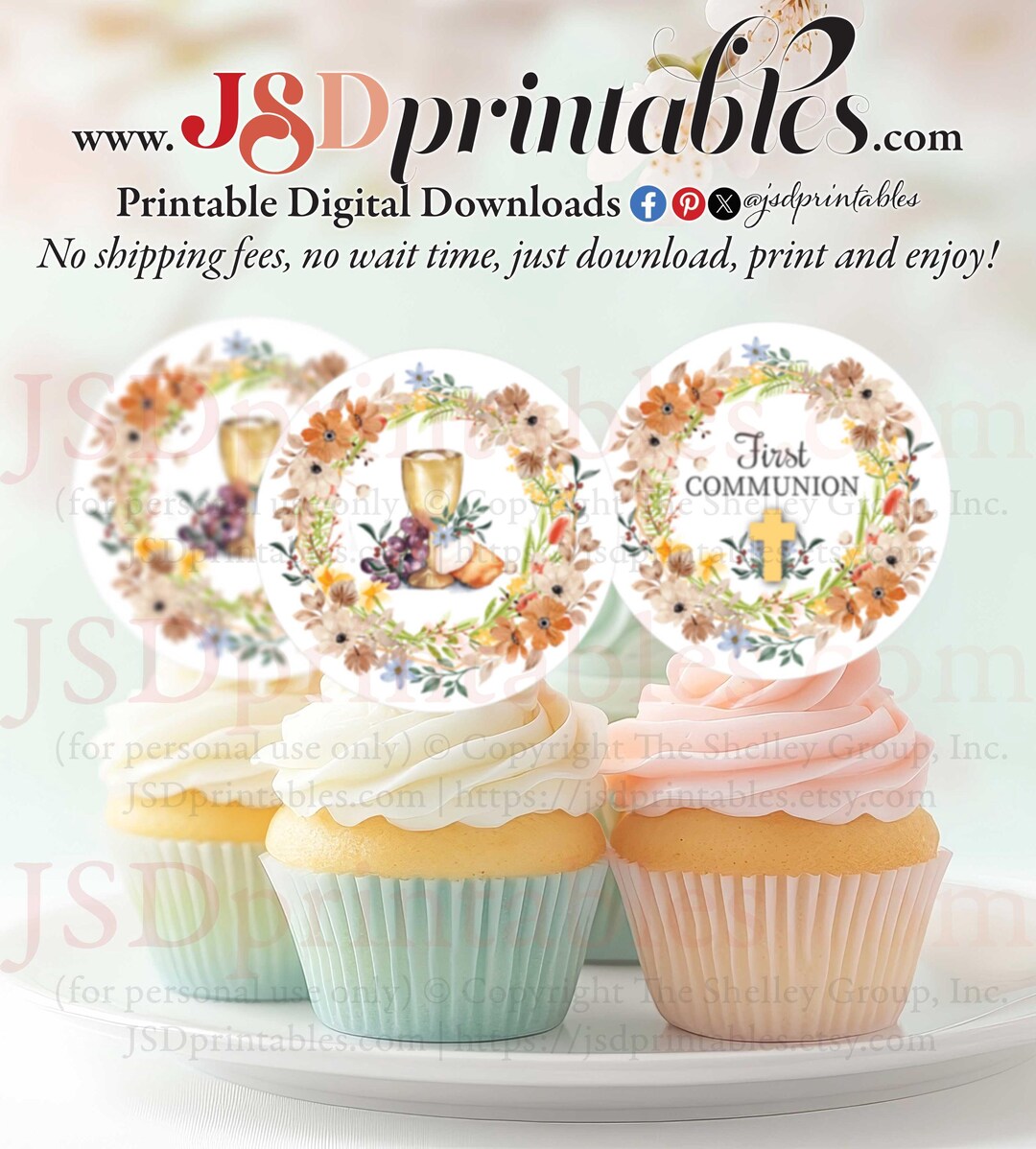 First Holy Communion Garden Communion Cake Toppers for Communion Gift ...