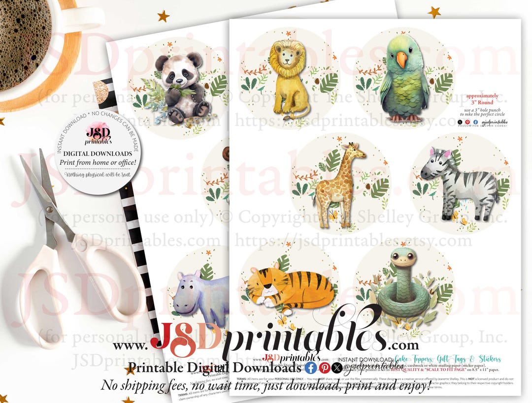 Zoo Gift Tags Animals Birthday Gift Tag Wild One, Two at Zoo Birthday ...