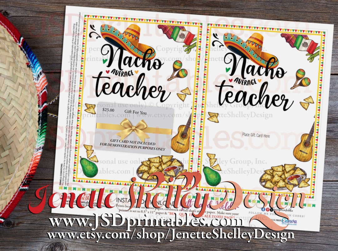 Nacho Average Teacher Gift Card Holder for Teacher Appreciation Gift ...