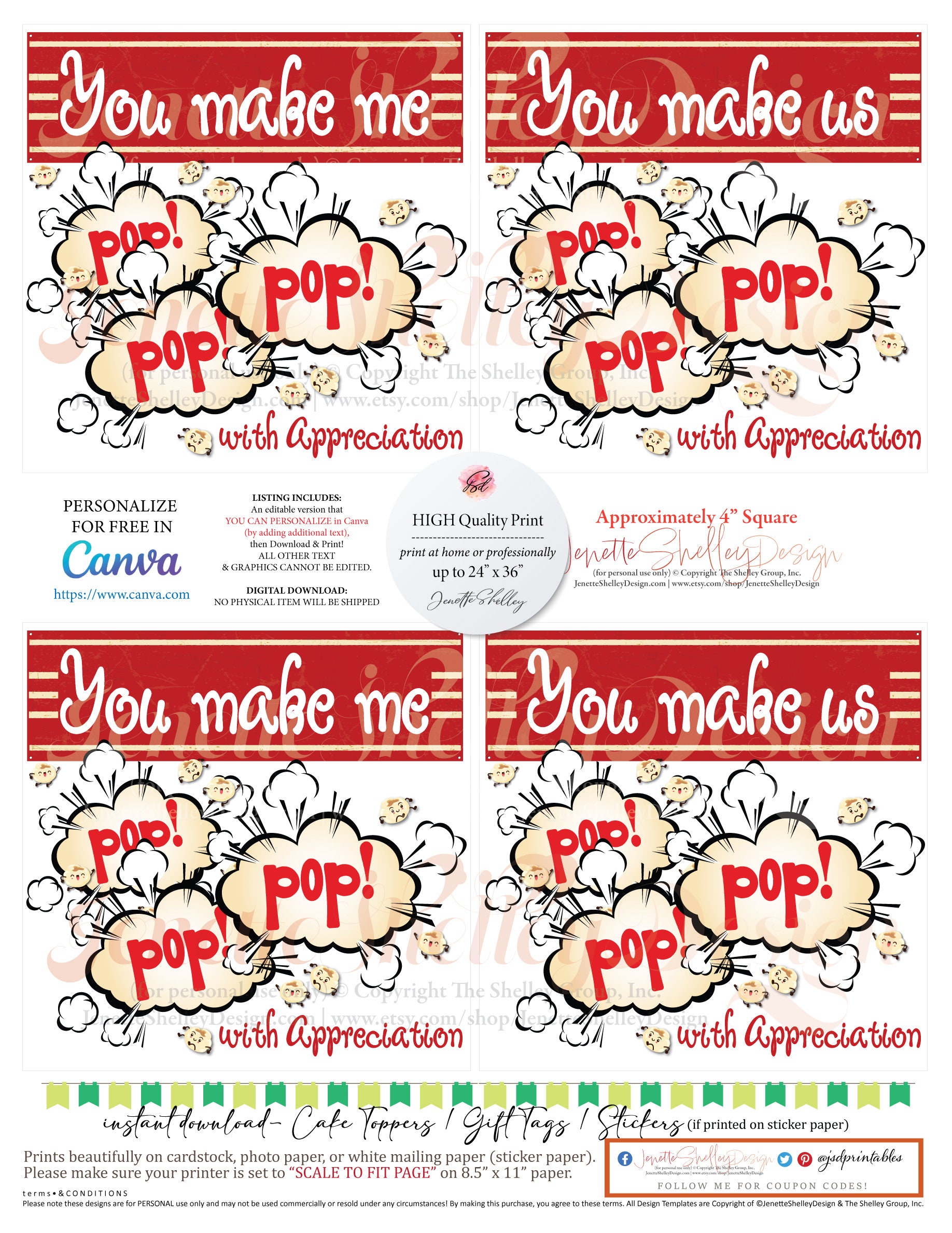 Popcorn Gift Tags Appreciation Gift Tags Office Gift Tags - Etsy