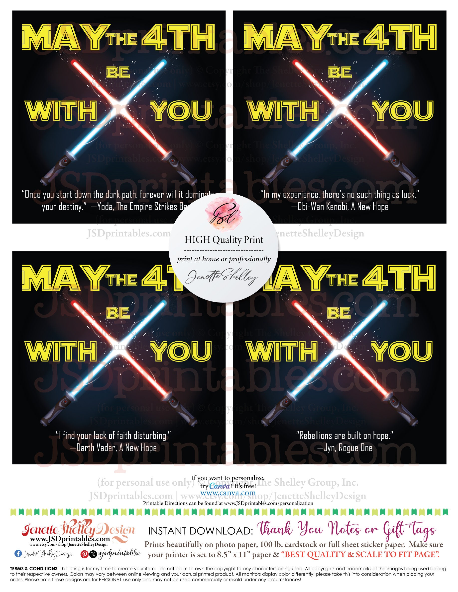 May the 4th Be With You Gift Tag for Star Wars Day Gift Tag for May 4 ...