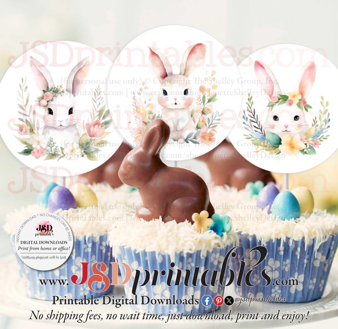 Spring Bunny Gift Tag Bunny Tag With Bunny Gift Tag for Spring Cake ...