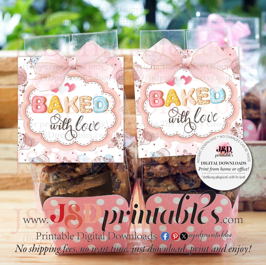 Baked With Love Gift Tags for Home Baked Tag Printable Tag for Cookie ...