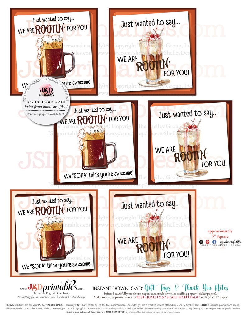 Soda Gift Tags Root Beer Gift Tags Rooting Soda Tag Printable Soda Gift ...