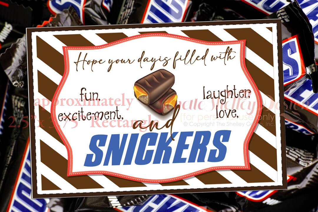 Hope Your Day is Filled With Snickers gift Tags Instant - Etsy