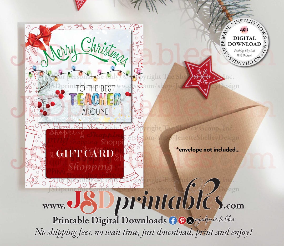 Merry Christmas Teacher Gift Card Holder, Present for Teacher Holiday ...
