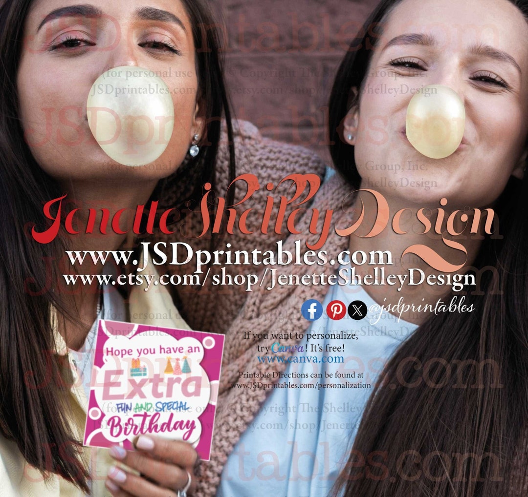 EXTRA Fun Birthday Gum Gift Tag for Gum Candy Gift Tag for Birthday Gum ...
