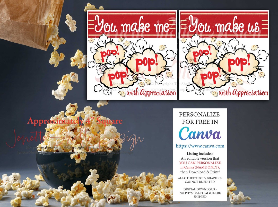 Popcorn Gift Tags Appreciation Gift Tags Office Gift Tags - Etsy