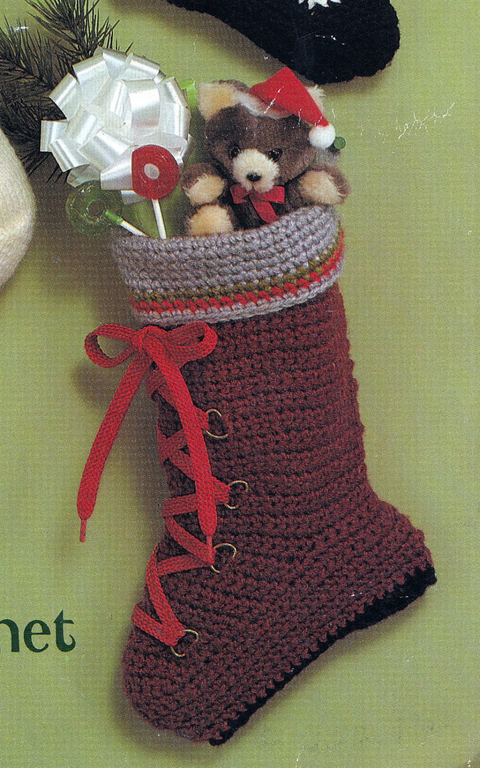 PATTERN Crochet Christmas Hiking Boot Stocking Vintage PDF PATTERN - Etsy