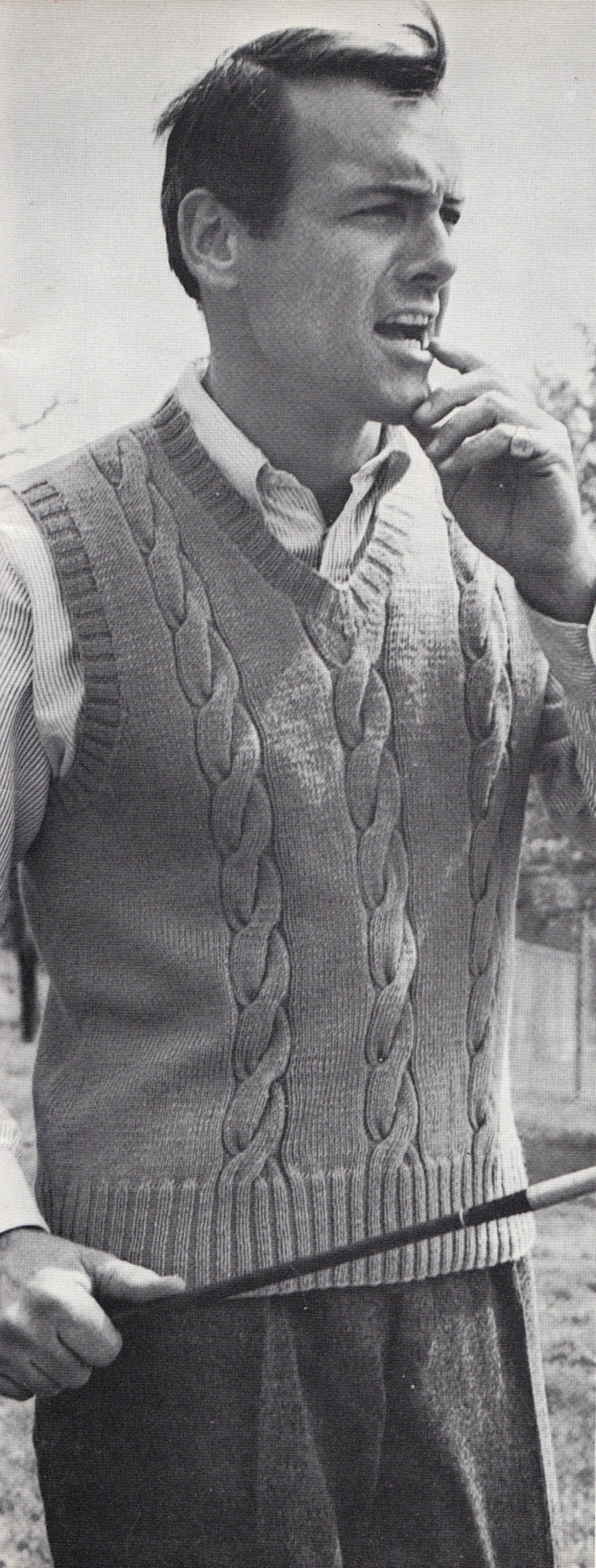 PATTERN Knit Mens V-neck Sleeveless Pullover With Cables Vintage PDF ...