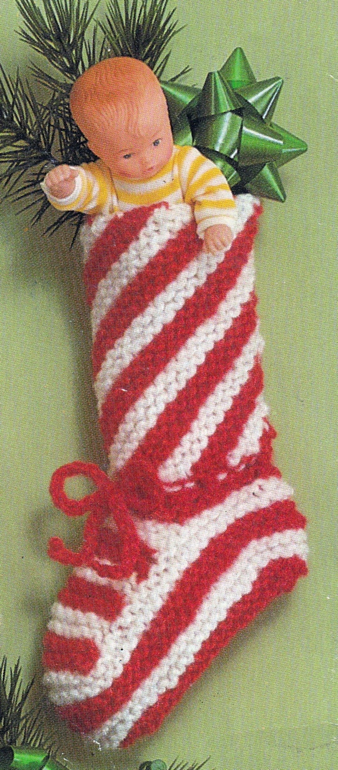 PATTERN Knit Christmas Candy Cane Stocking Vintage PDF PATTERN - Etsy