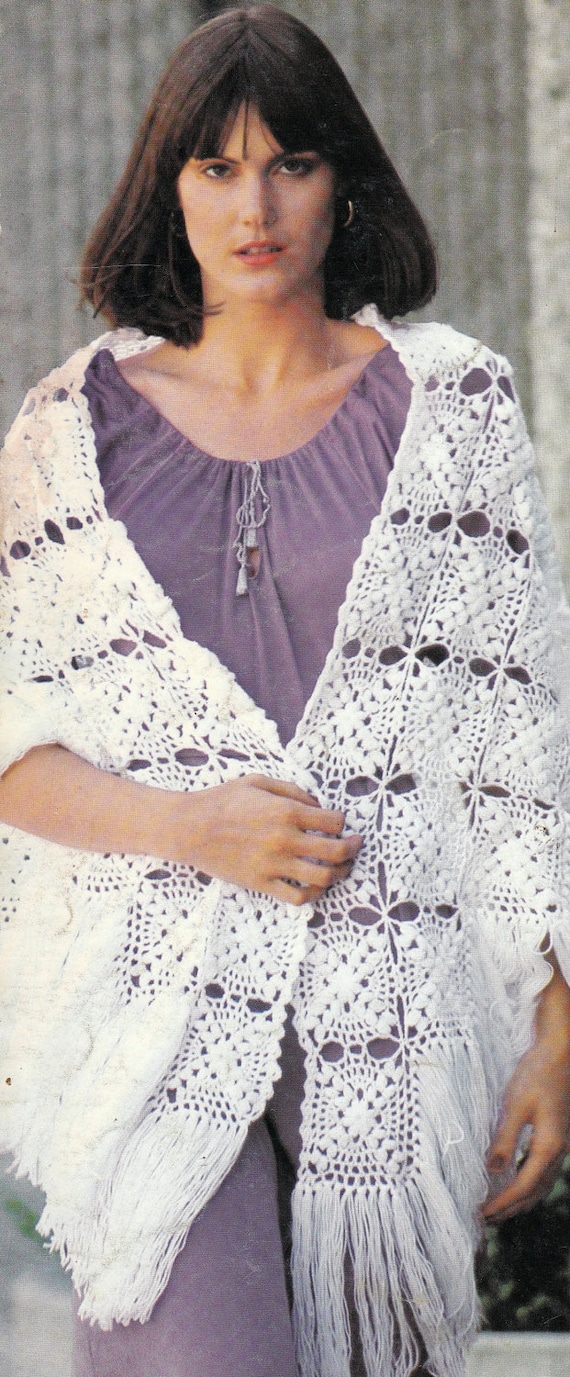PATTERN Crochet Granny Square Shawl 1970's Vintage PDF | Etsy