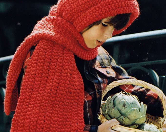 PATTERN Knit Kids Hooded Scarf Vintage PDF PATTERN - Etsy