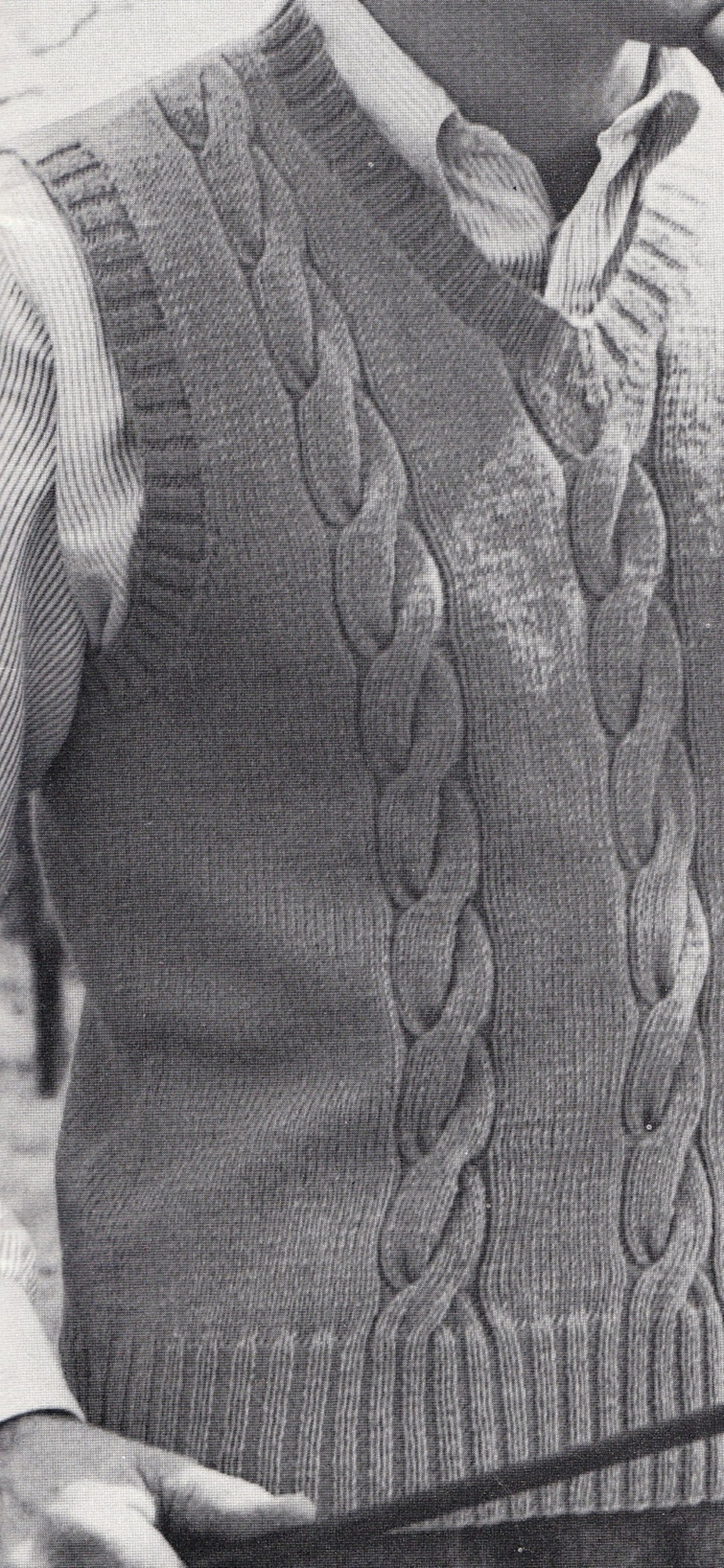 PATTERN Knit Mens V-neck Sleeveless Pullover With Cables Vintage PDF ...