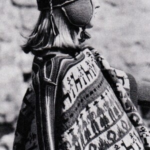 PATTERN Knit Peruvian Poncho and Helmet 1970's United Kingdom Vintage ...