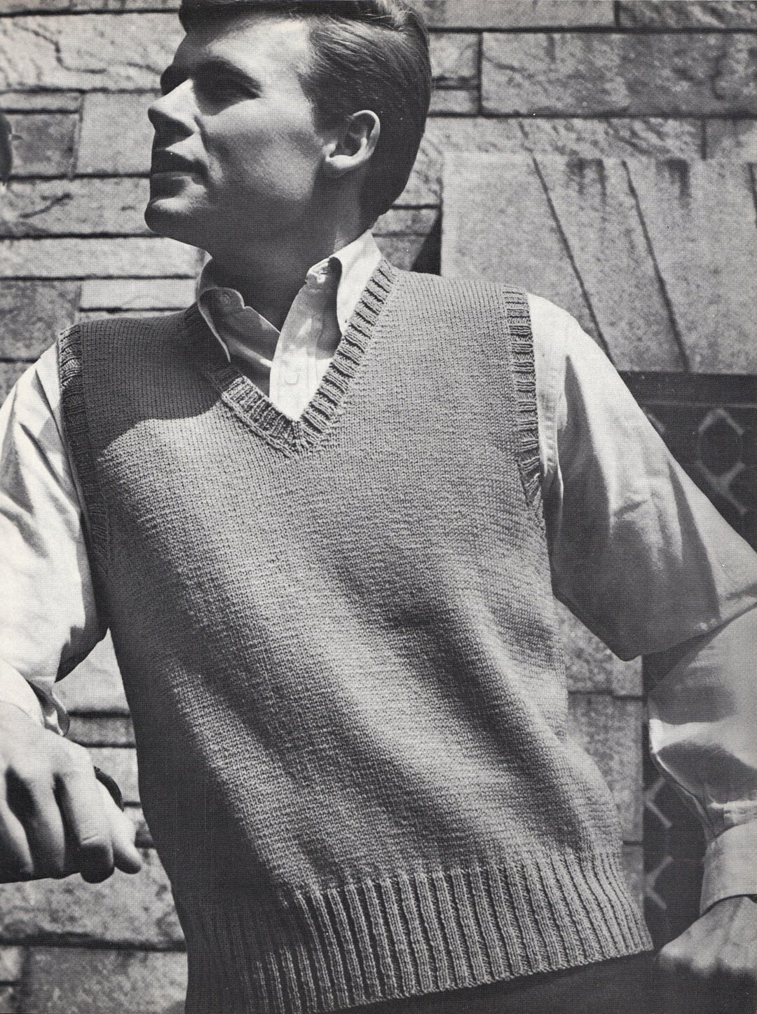 PATTERN Knit Mens V-neck Sleeveless Pullover Vintage PDF PATTERN - Etsy