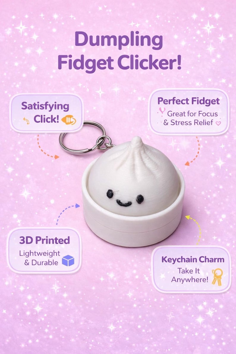 Dumpling Fidget Clicker Keychain | Mechanical Keyboard Switch Toy (3D ...