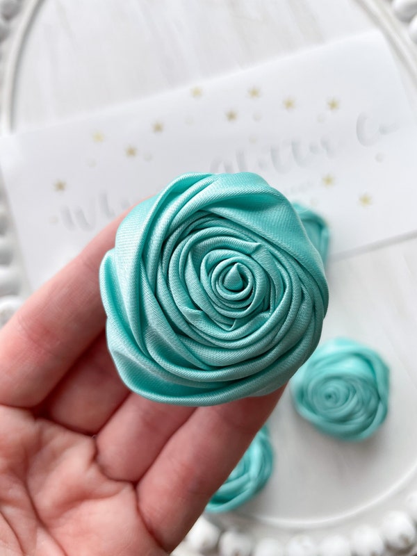 2 Satin Fabric Roses Burgundy Satin Rolled Rosettes - Etsy