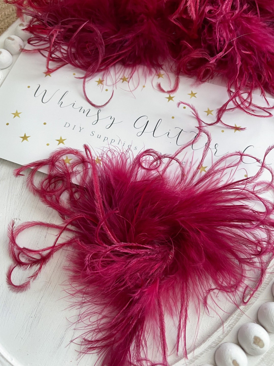 Maroon Deep Red Curly Ostrich Feather Poof Maribou Satin Bloom - Etsy