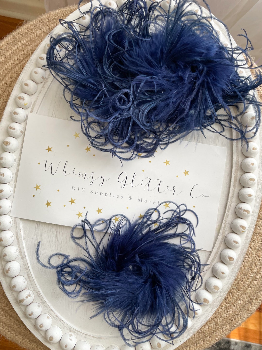 Navy Blue Curly Ostrich Feather Poof Maribou Satin Bloom - Etsy