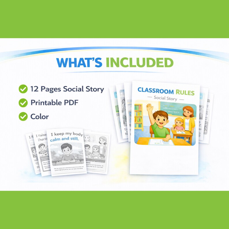 Classroom Rules Social Story Printable | Behavior Expectations for Kids ...