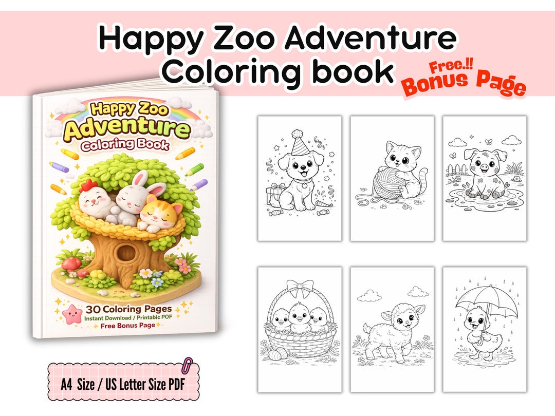 Coloring Book for Kids,printable PDF, 30 Coloring Pages, Instant ...