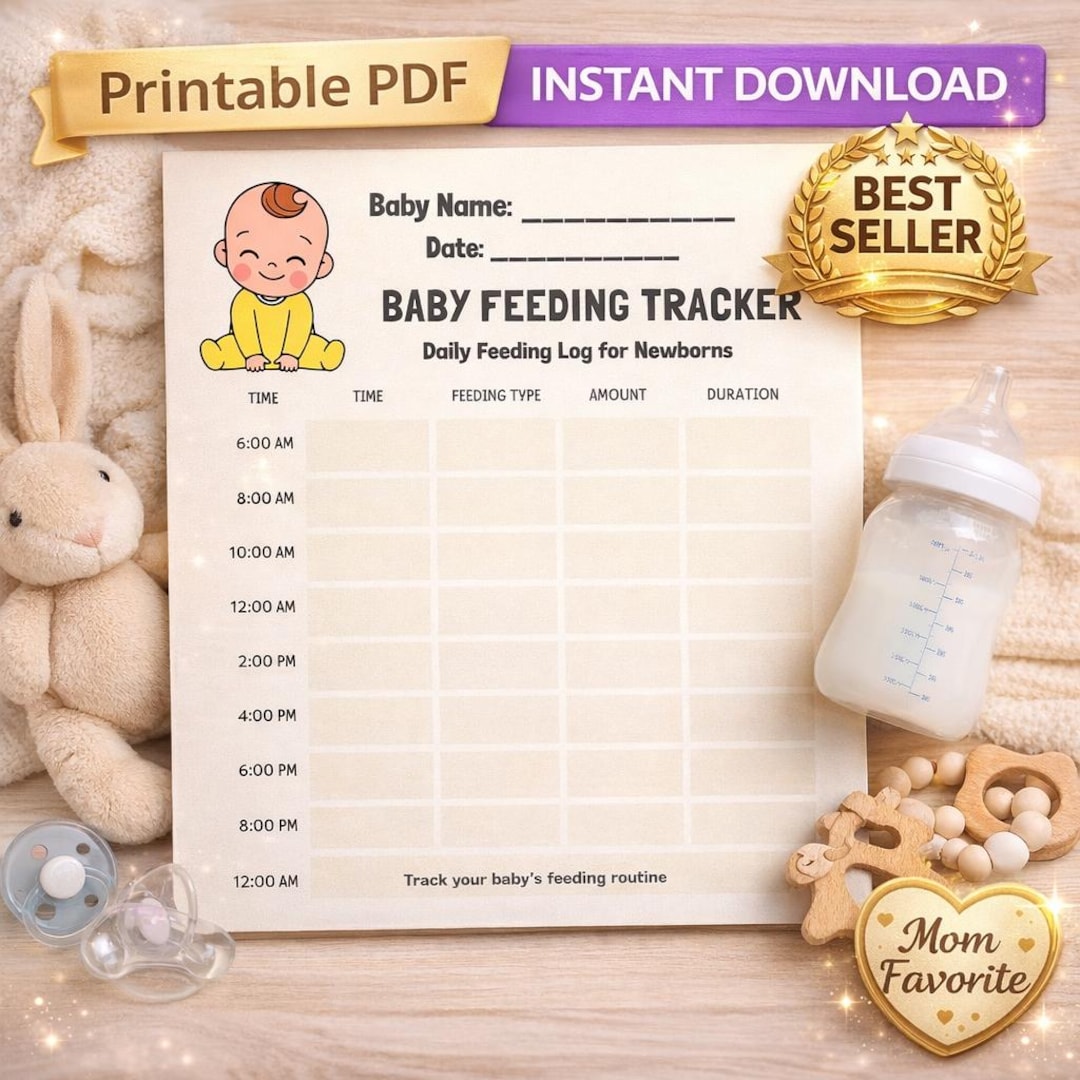 Baby Feeding Tracker Printable PDF, Newborn Feeding Log, Breastfeeding ...