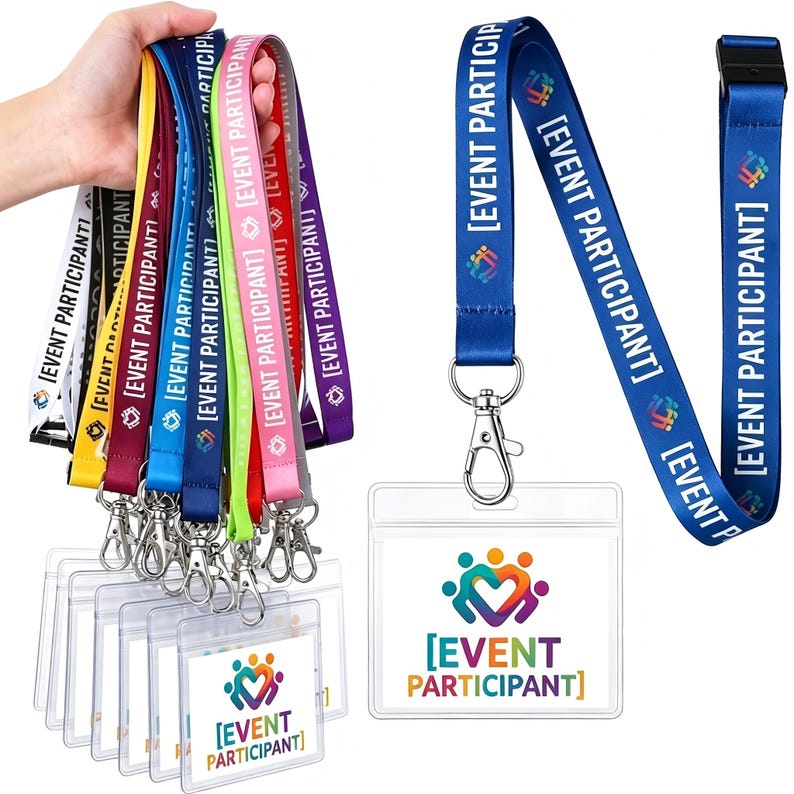 Custom Lanyard With Horizontal ID Badge Holder, Personalized Neck ...