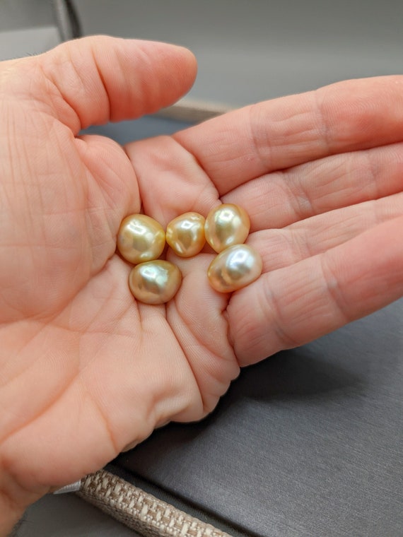 5 Large Loose Golden South Sea Saltwater Pearls Unusual Color Baroque Pearls Undrilled With Golden Overtone Lot of 5 Pearls Etsy Canada
