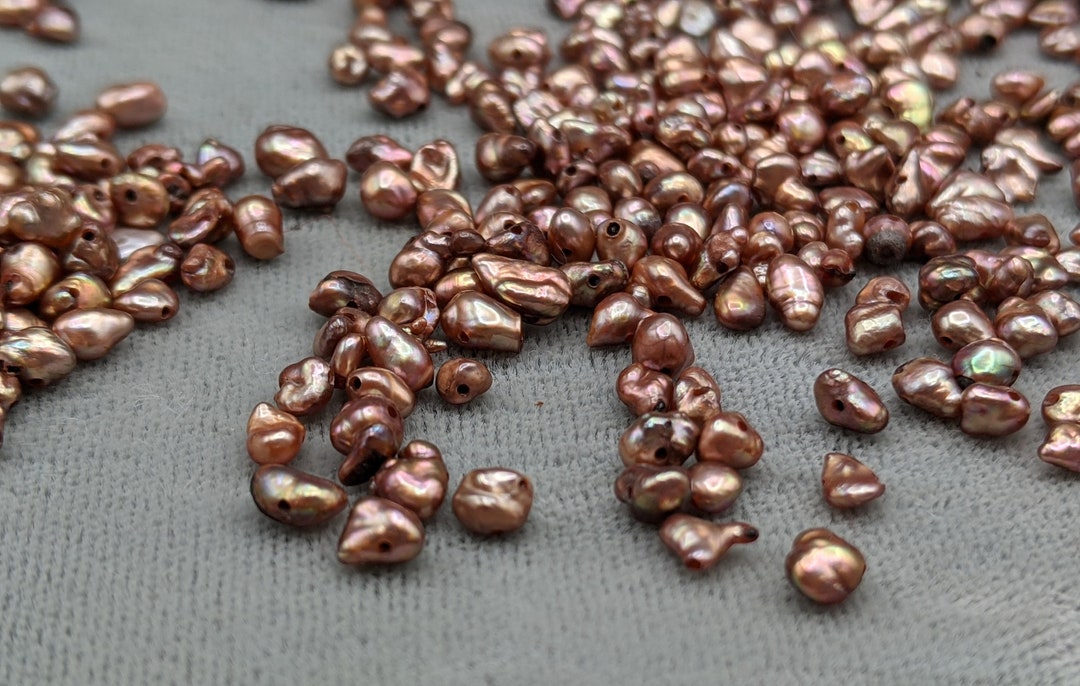 Japanese Akoya Keshi Pearls 50 Loose Drilled Pearls Chocolate With ...