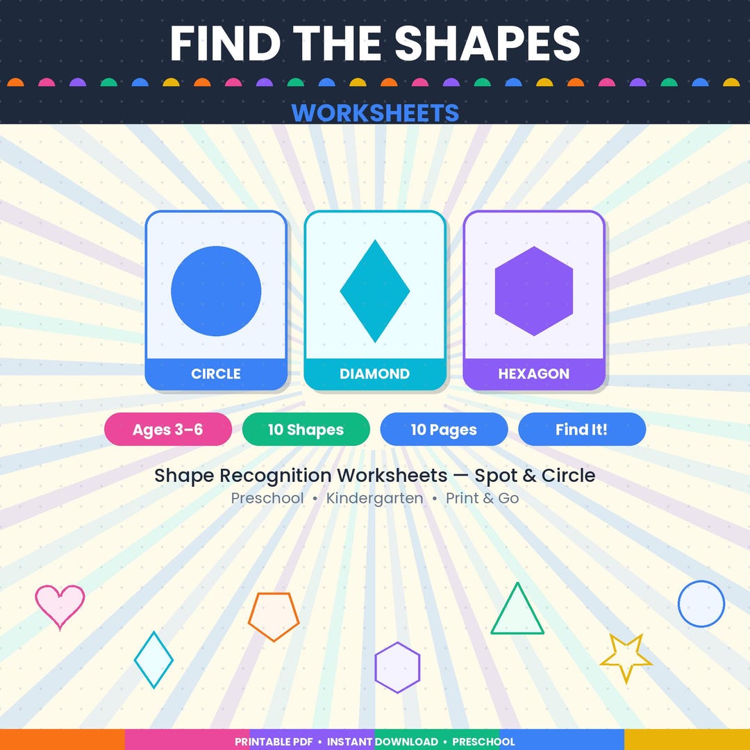 Find the Shapes Worksheets | Preschool Shape Recognition Activity ...