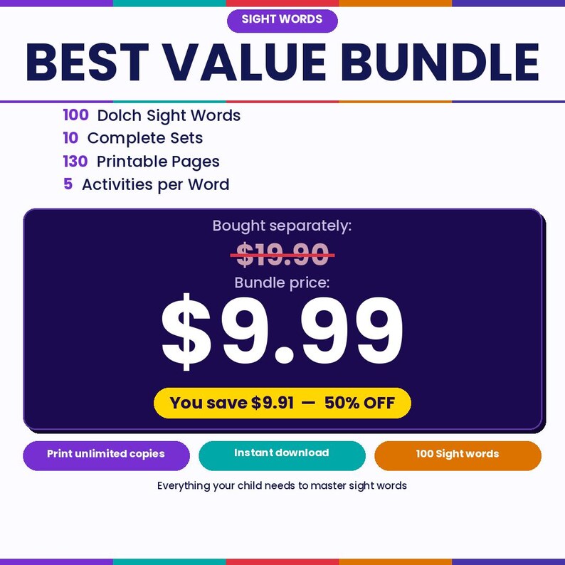 Dolch Sight Words Worksheets | Learn to Read Activities for Kids (PDF ...