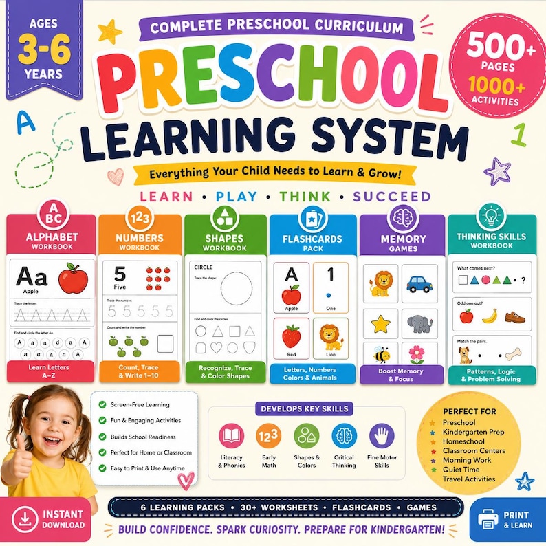 Preschool Learning System | Kindergarten Readiness Activities (digital ...