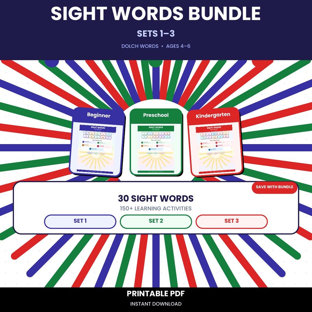 Dolch Sight Words Worksheets Bundle Sets 1-3 – Preschool Kindergarten ...