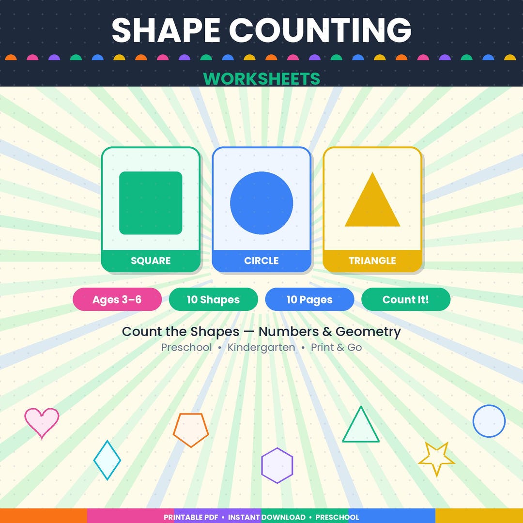 Shape Counting Worksheets for Preschoolers | Numbers & Geometry ...