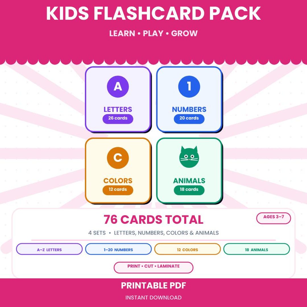 Preschool Flashcards Bundle | Animals, Colors, Alphabet & Numbers ...