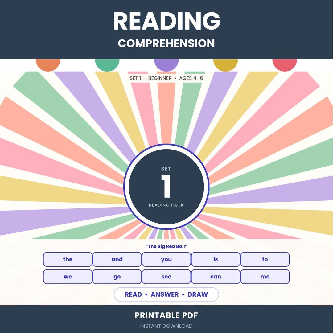Reading Comprehension Pack for Kids Ages 4-6 | Sight Words Printable ...