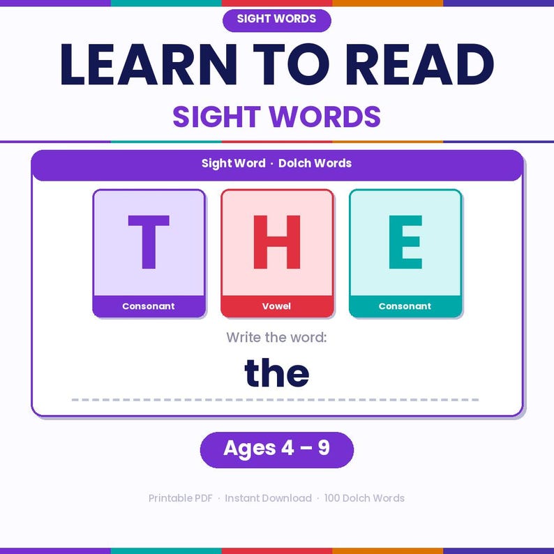 Dolch Sight Words Worksheets | Learn to Read Activities for Kids (PDF ...