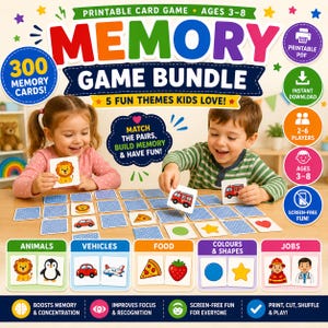 Printable Memory Game Bundle – 300 Cards, 5 Themes, Educational ...