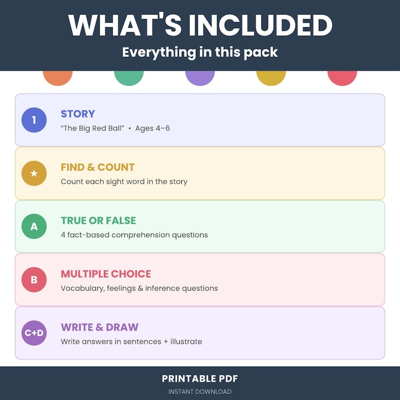 Reading Comprehension Pack for Kids Ages 4-6 | Sight Words Printable ...