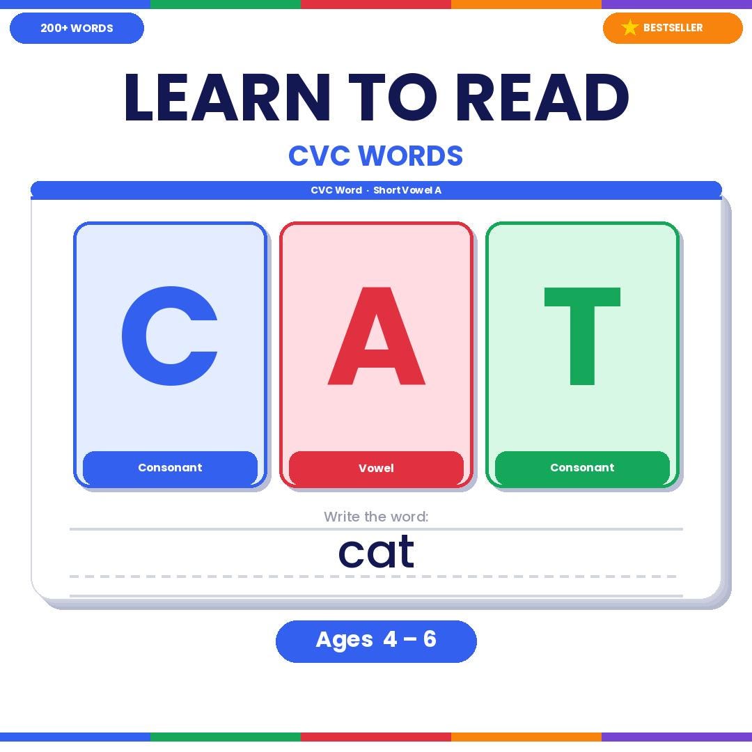 CVC Words Phonics Worksheets | Kindergarten Reading Activities ...