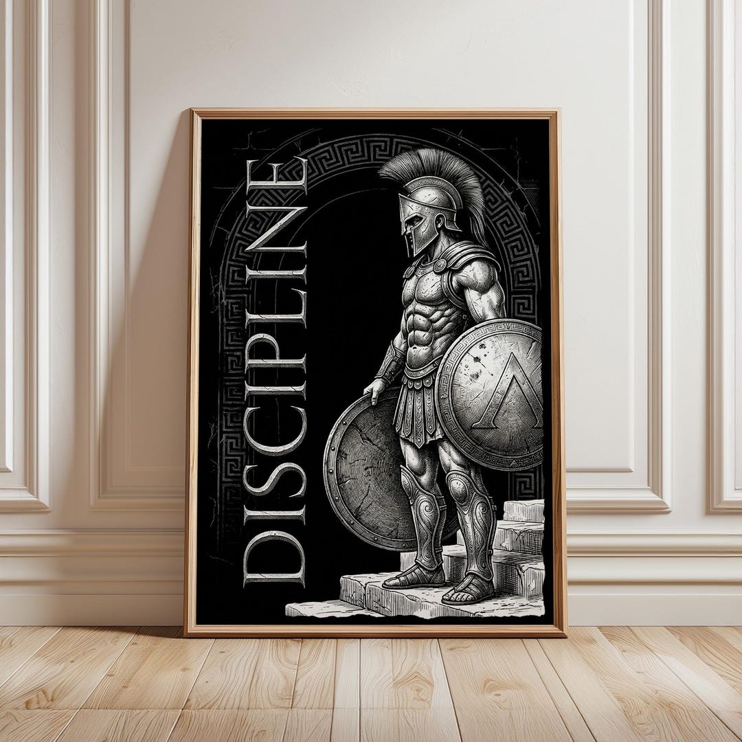 Discipline Wall Art Spartan Warrior Poster, Motivational Office Prints ...