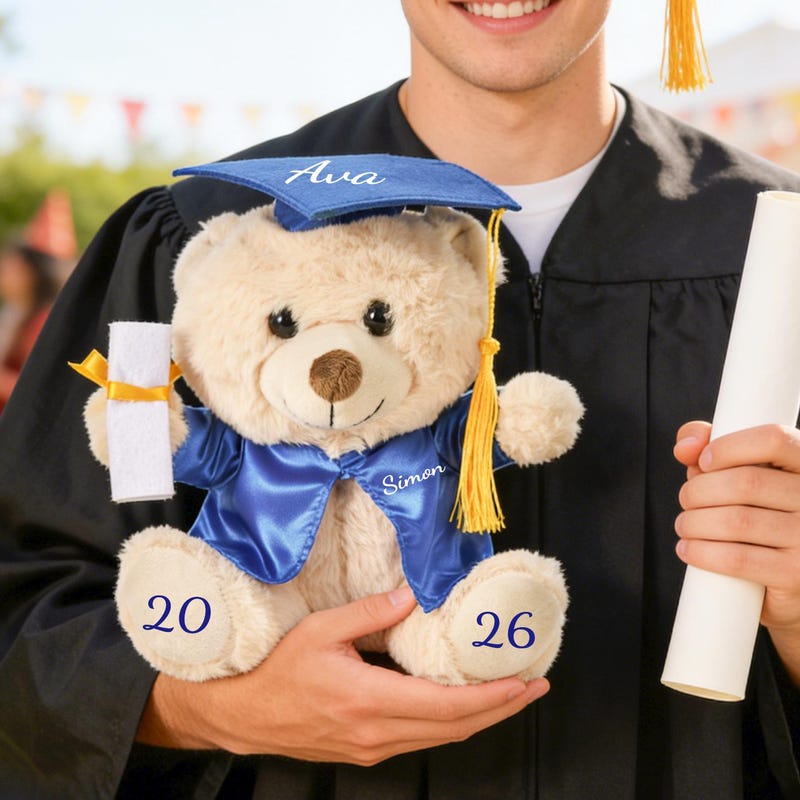Graduation Bear White - Etsy