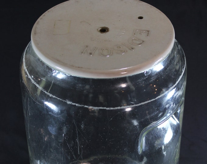 Edison Glass Battery Jar and Ceramic Lid 1908-1940's Extra Large, Home ...